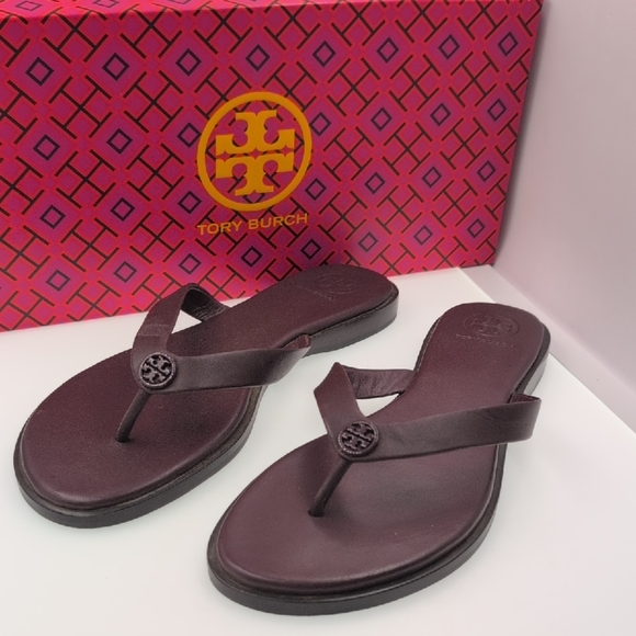 Tory Burch | Shoes | Tory Burch Dark Maroon Flip Flops Claret Benton ...